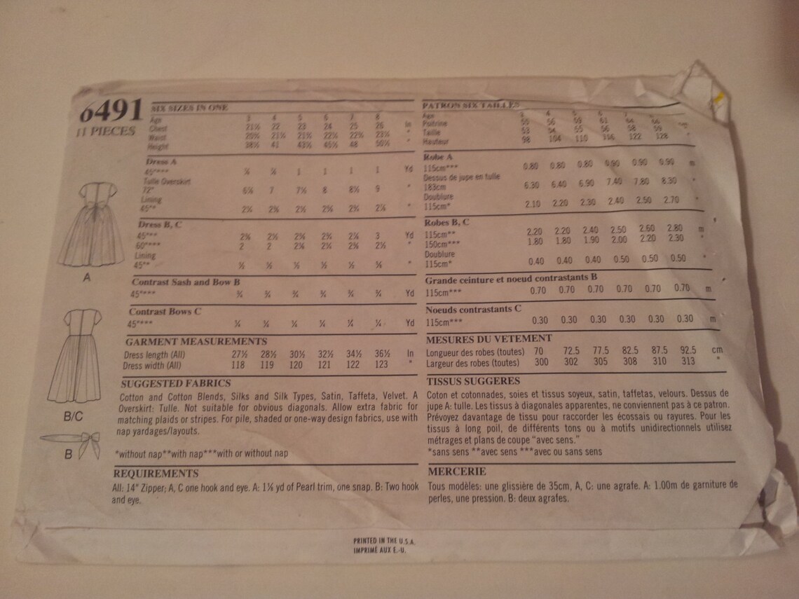 New Look ...for Kids Sewing Pattern 6491 Girls' Dress in Size 3, 4, 5 ...