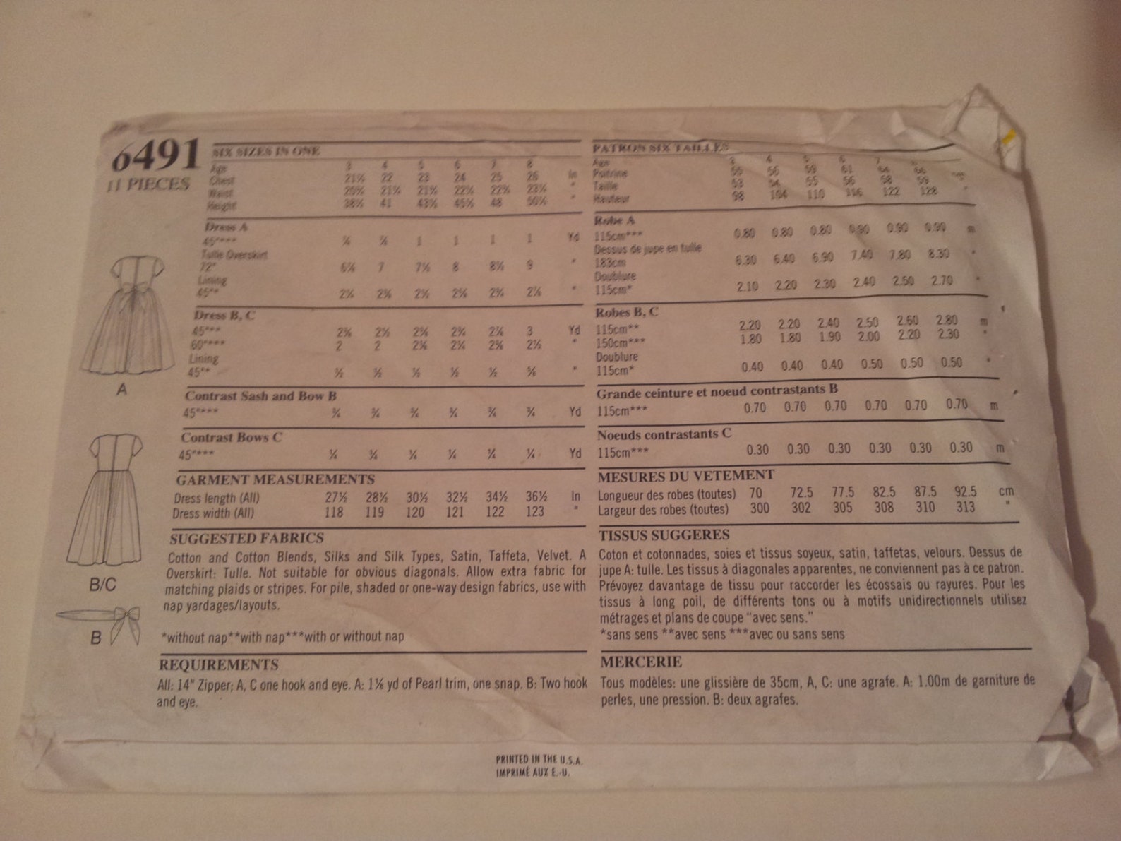 New Look ...for Kids Sewing Pattern 6491 Girls' Dress in Size 3, 4, 5 ...