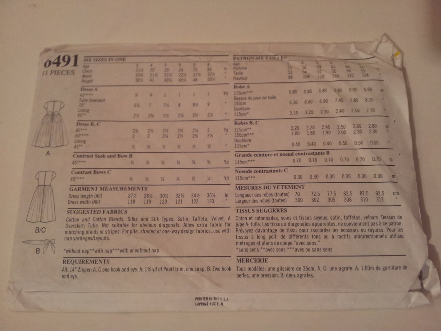 New Look ...for Kids Sewing Pattern 6491 Girls' Dress in Size 3, 4, 5 ...