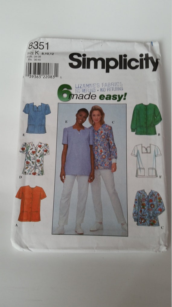 Simplicity Sewing Pattern 8351 Misses' Top in Size 8 10 | Etsy
