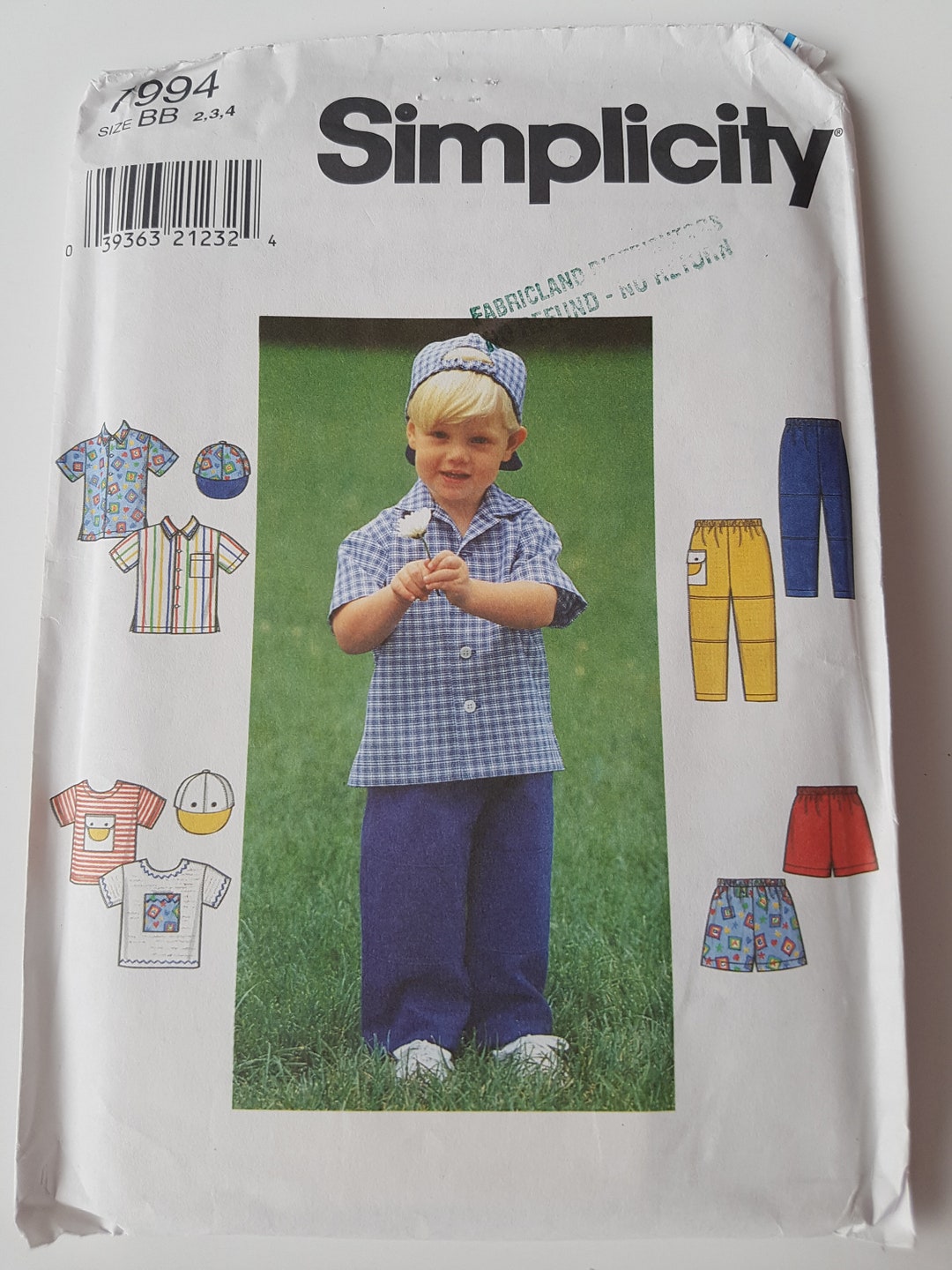 Vintage Simplicity Sewing Pattern 7994 Toddlers' Shirt, Top, Pants ...