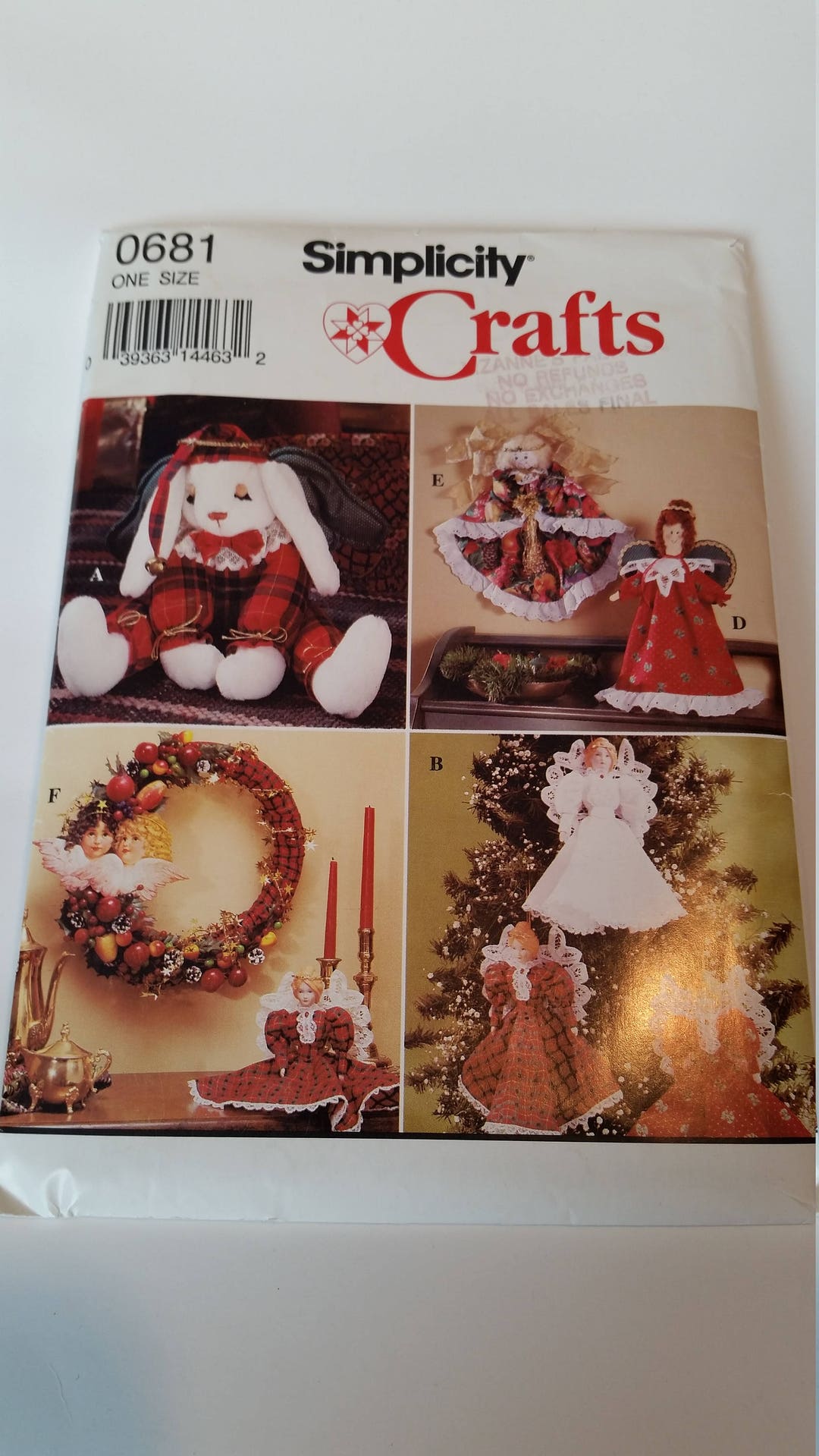 Vintage 1993 Simplicity Crafts Sewing Pattern 0681 Angel Tree Topper or ...
