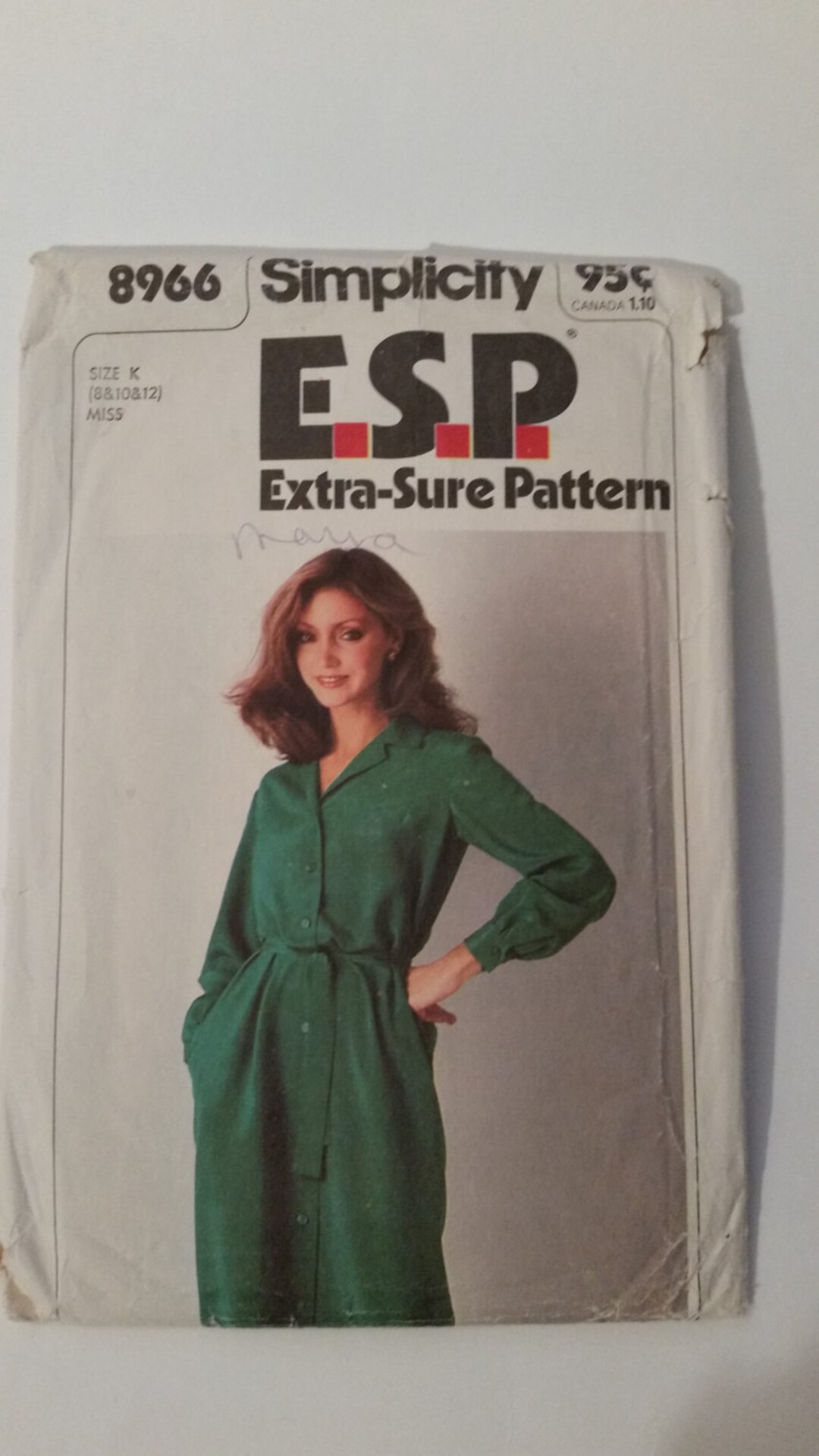 Vintage Simplicity Extra Sure Pattern 8966 Sewing Pattern Misses' Dress ...