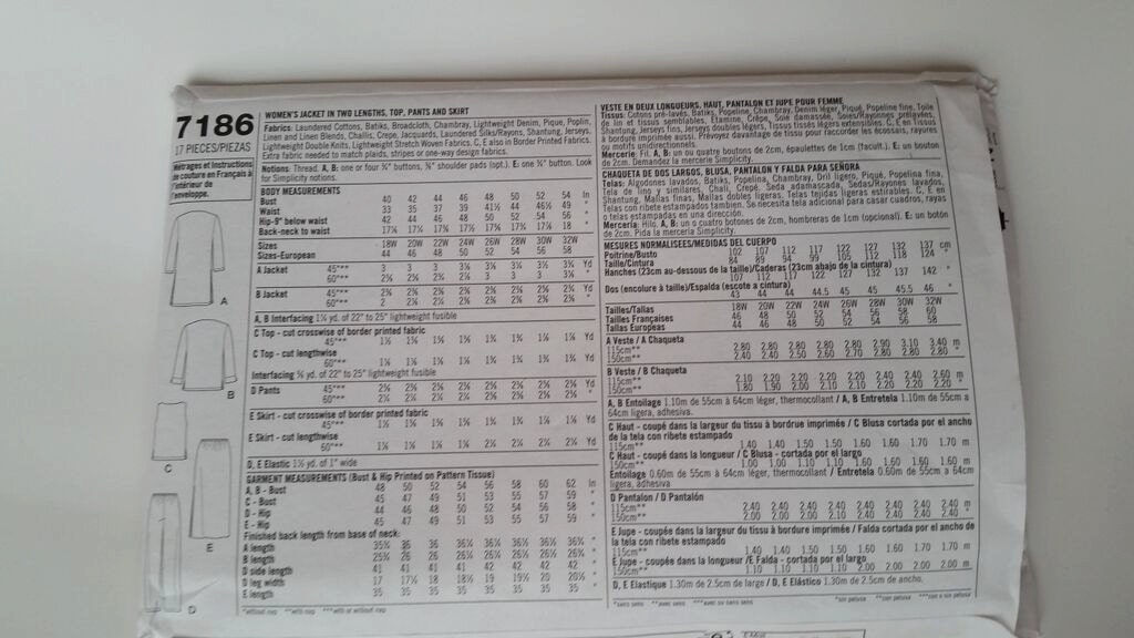 Simplicity Sewing Pattern 7186 Women's Jacket in 2 Lengths, Top, Pants ...