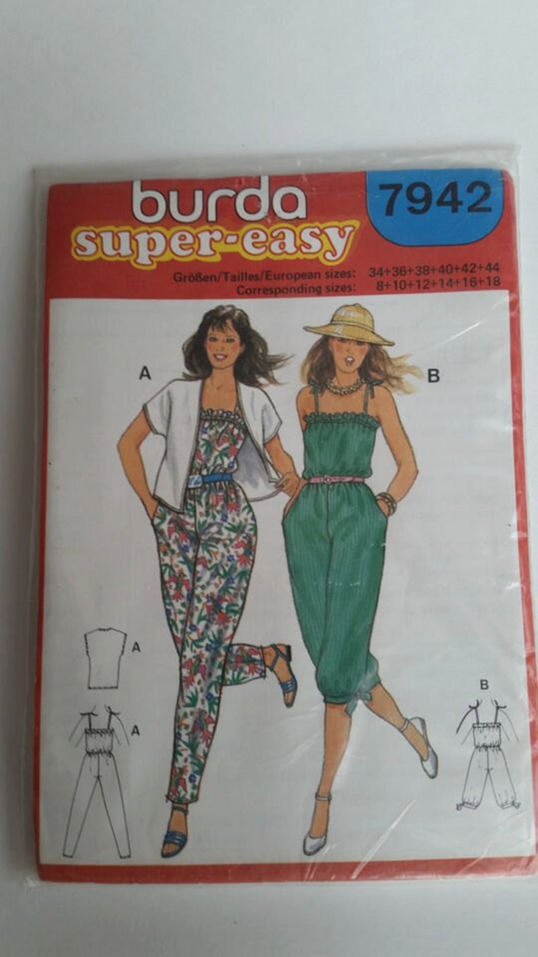 Unopened Vintage Burda Sewing Pattern 7942 Misses' Romper and Jacket in ...