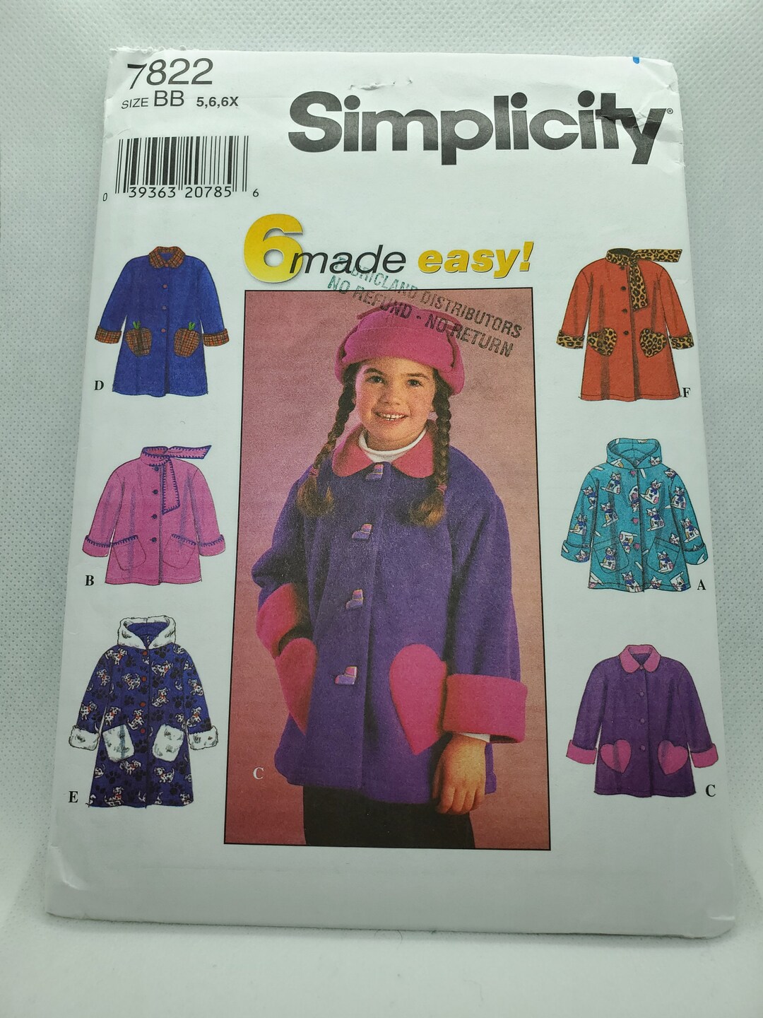Vintage Simplicity 6 Made Easy Sewing Pattern 7822 Child's Jacket or ...