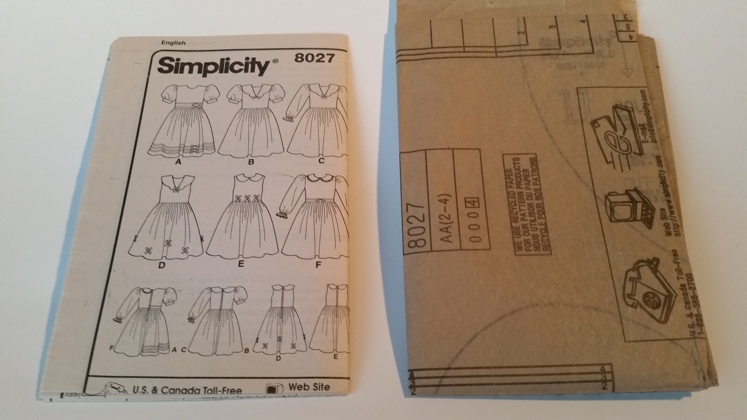 Simplicity 6 Made Easy Sewing Pattern 8027 Child's Dress in Size 2, 3 ...