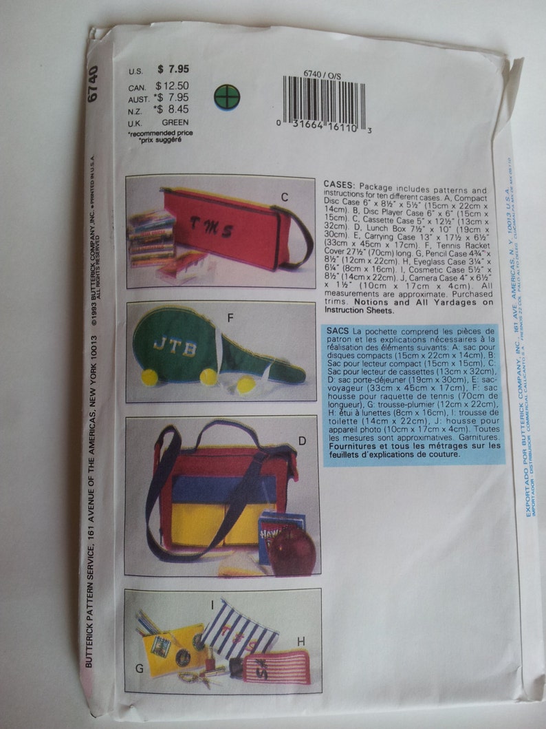 Vintage Butterick Sewing Pattern 6740 Cases - Etsy