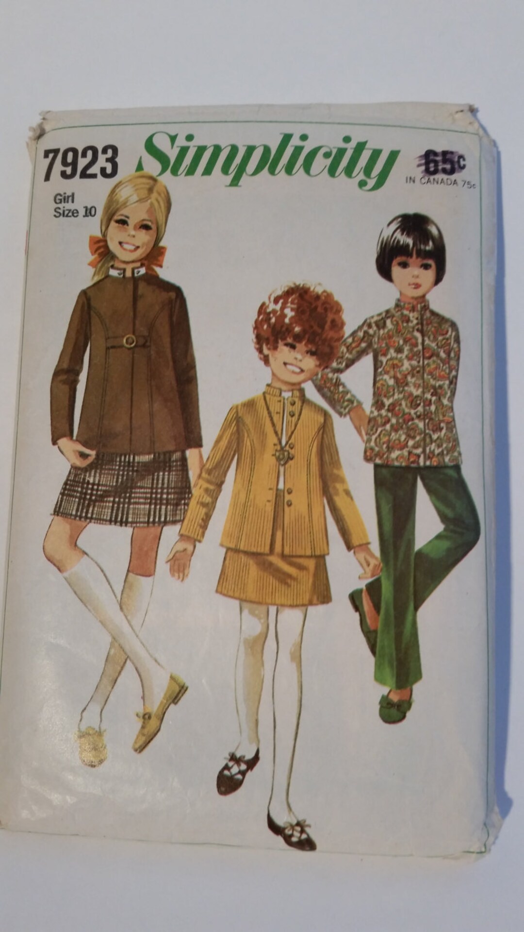Vintage 1968 Simplicity 7923 Sewing Pattern Girls' Skirt, Bell-bottom ...