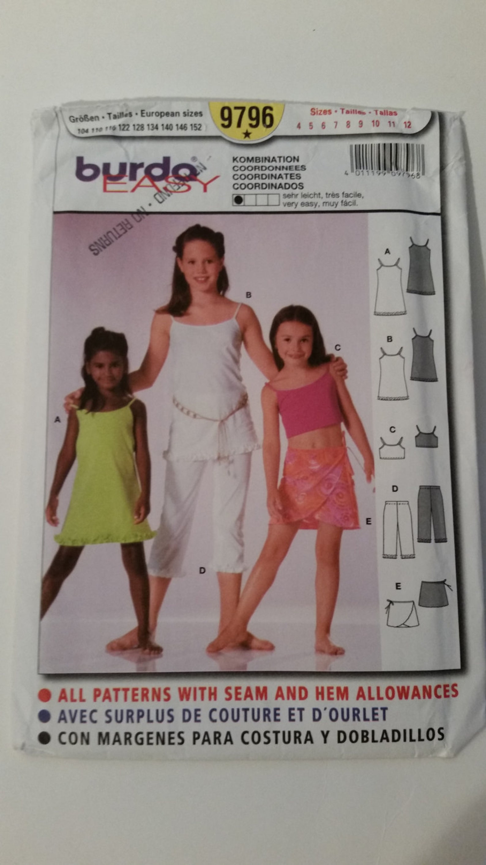 Burda Sewing Pattern 9796 Girls' Halter Top bra Slip - Etsy Canada