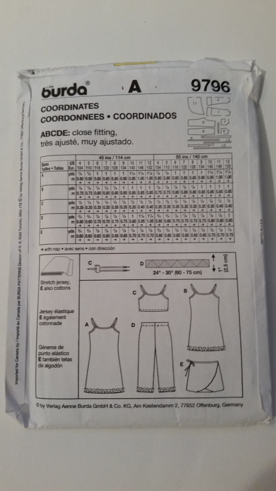 Burda Sewing Pattern 9796 Girls' Halter Top bra Slip - Etsy Canada