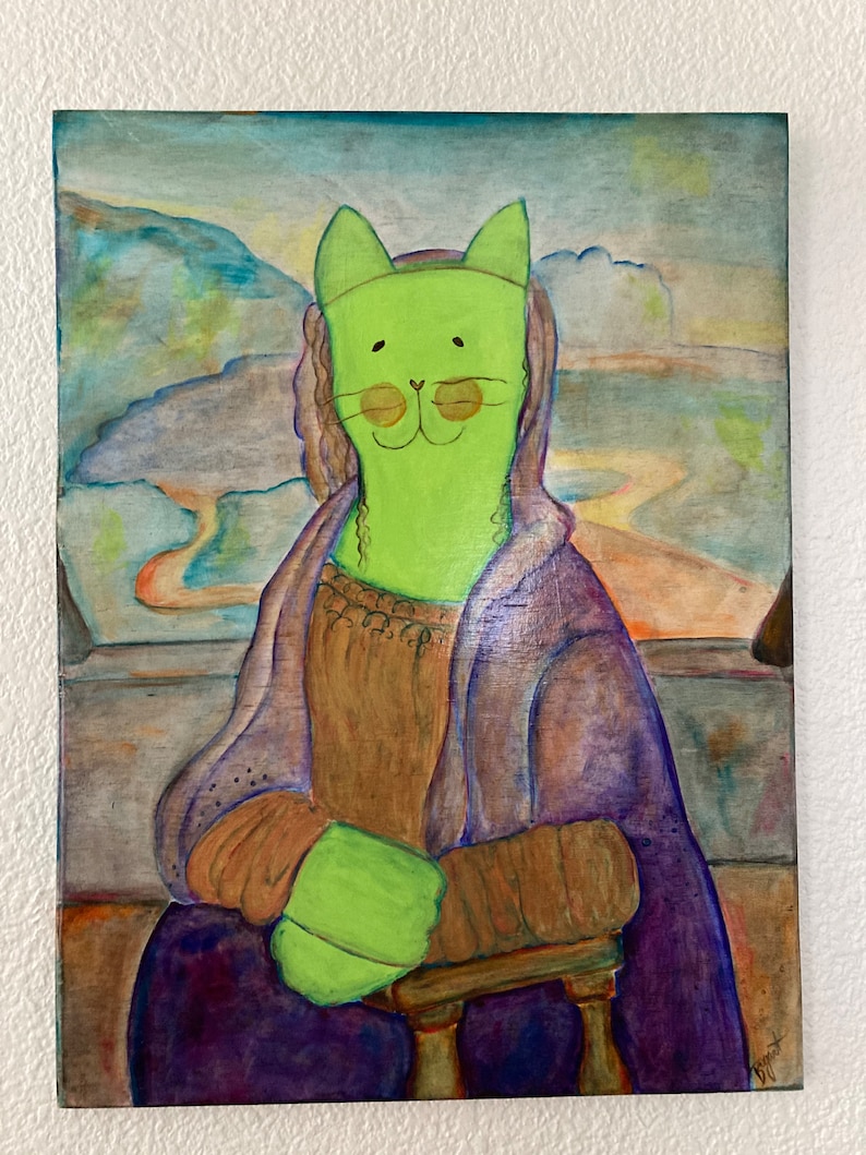 Cucumber Cat Mona Lisa Meowna Lisa Mona Lisa Cat Cat - Etsy