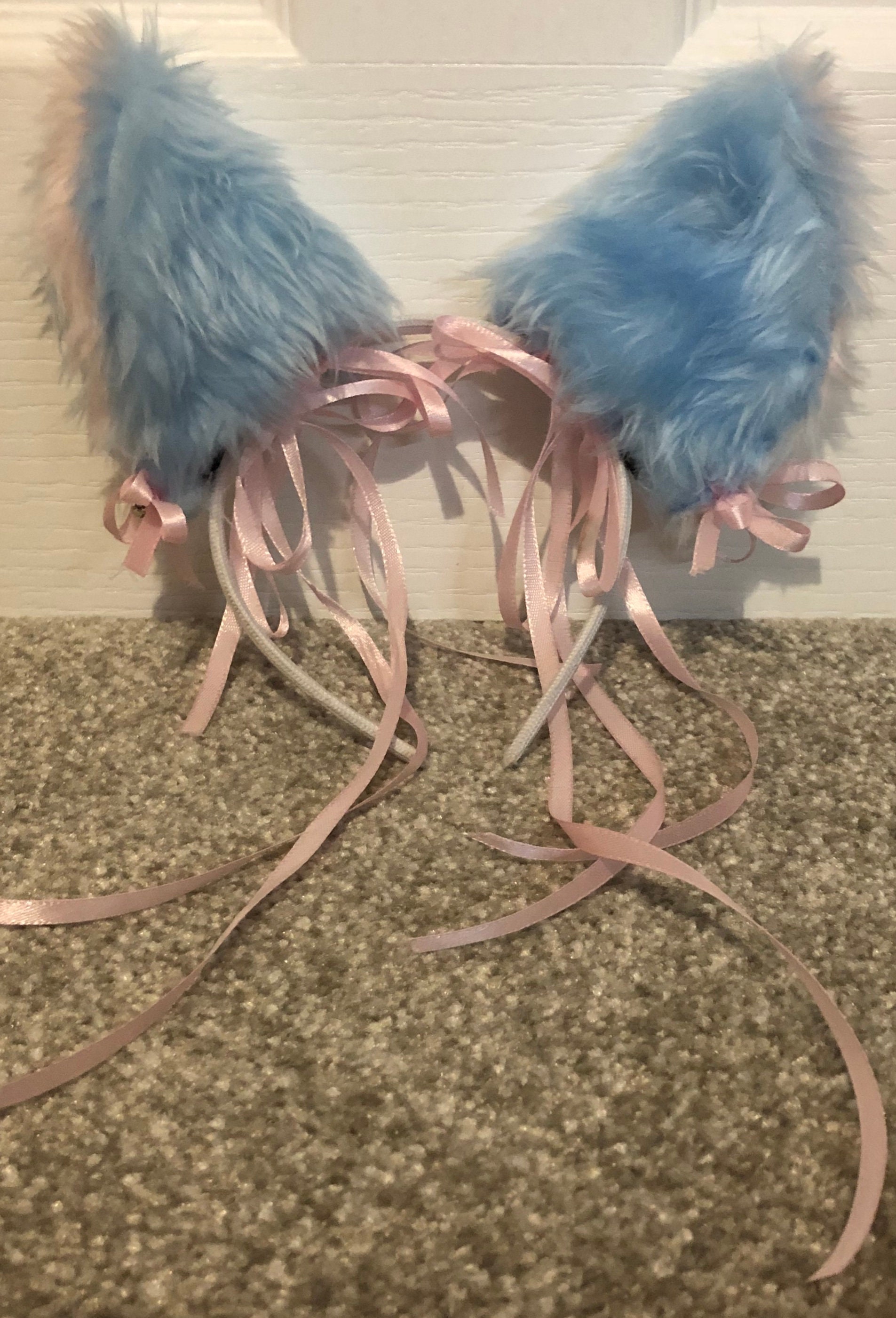 Cute Kawaii Petplay Cosplay Cat Ears W/ Ribbons & Bells Large - Etsy