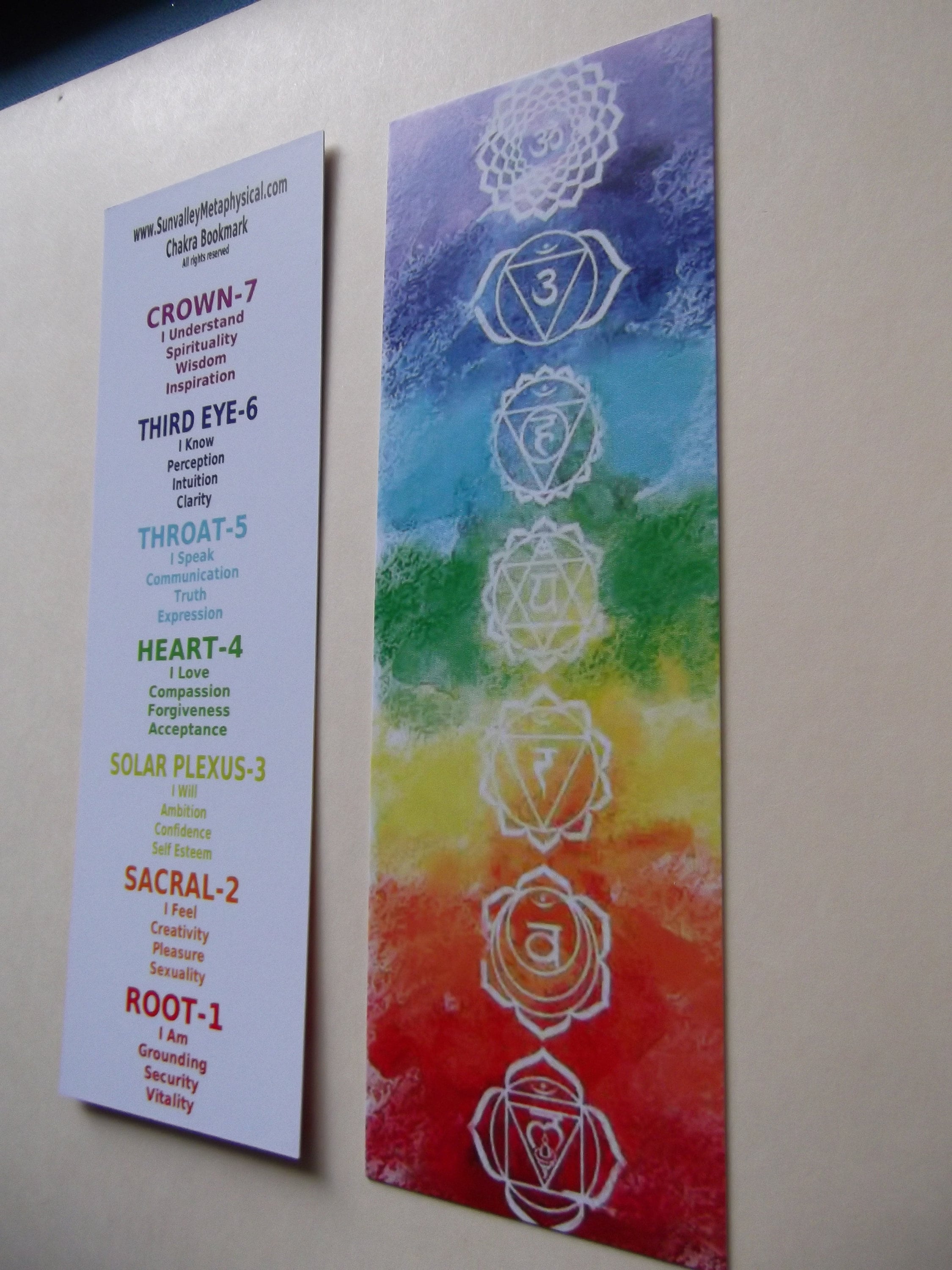 3-qty Chakra Bookmarks Printed on Heavy Paperboard & Free Shipping ...