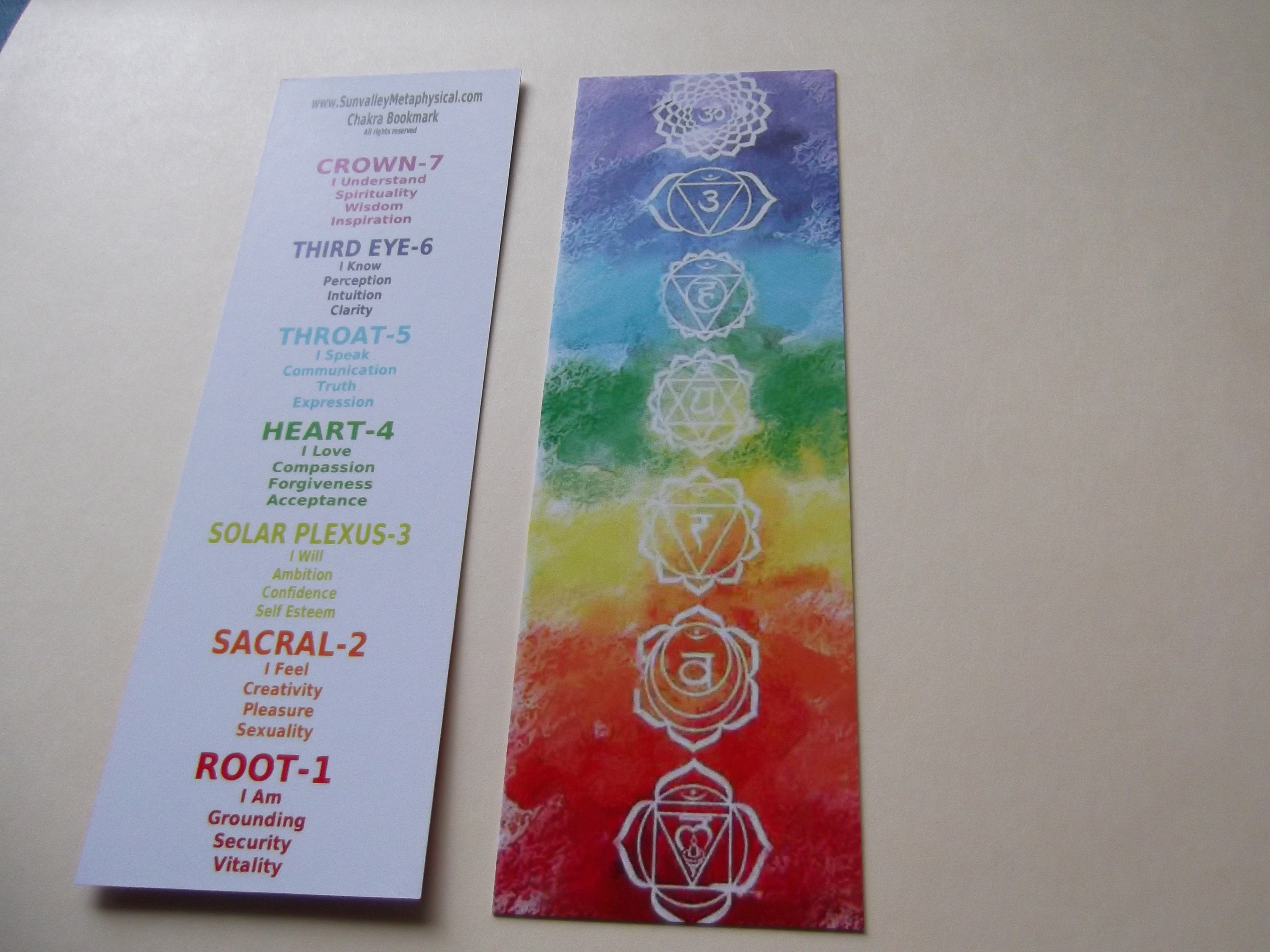 10-Qty Chakra Bookmarks printed on heavy paperboard, Free Shipping ...