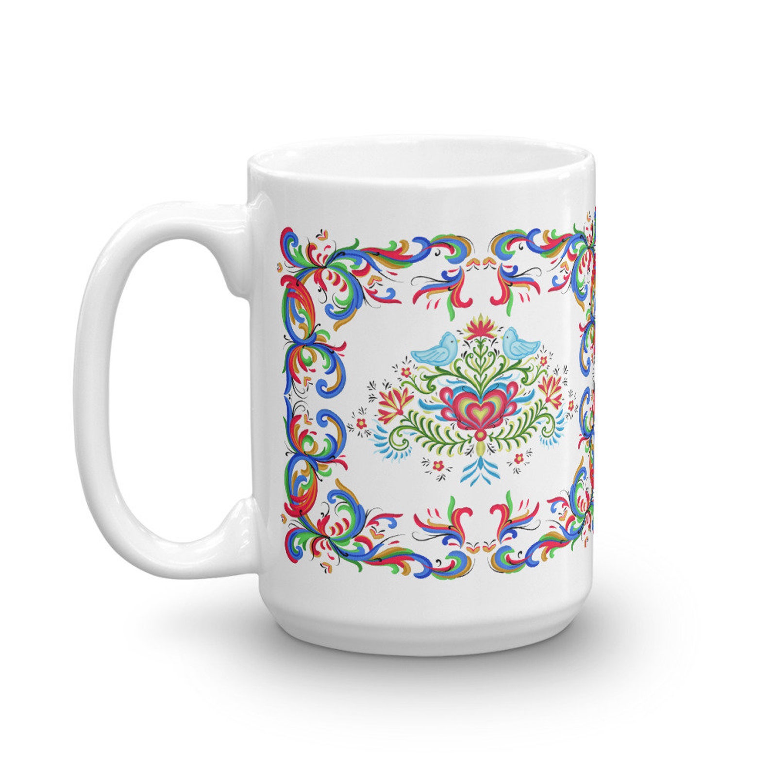 Rosemaling Coffee Mug, Scandinavian Kitchen, Norway Mug, Gift for ...