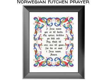 Norwegian Blessing (table Prayer), Limited Edition Nordic Print ...