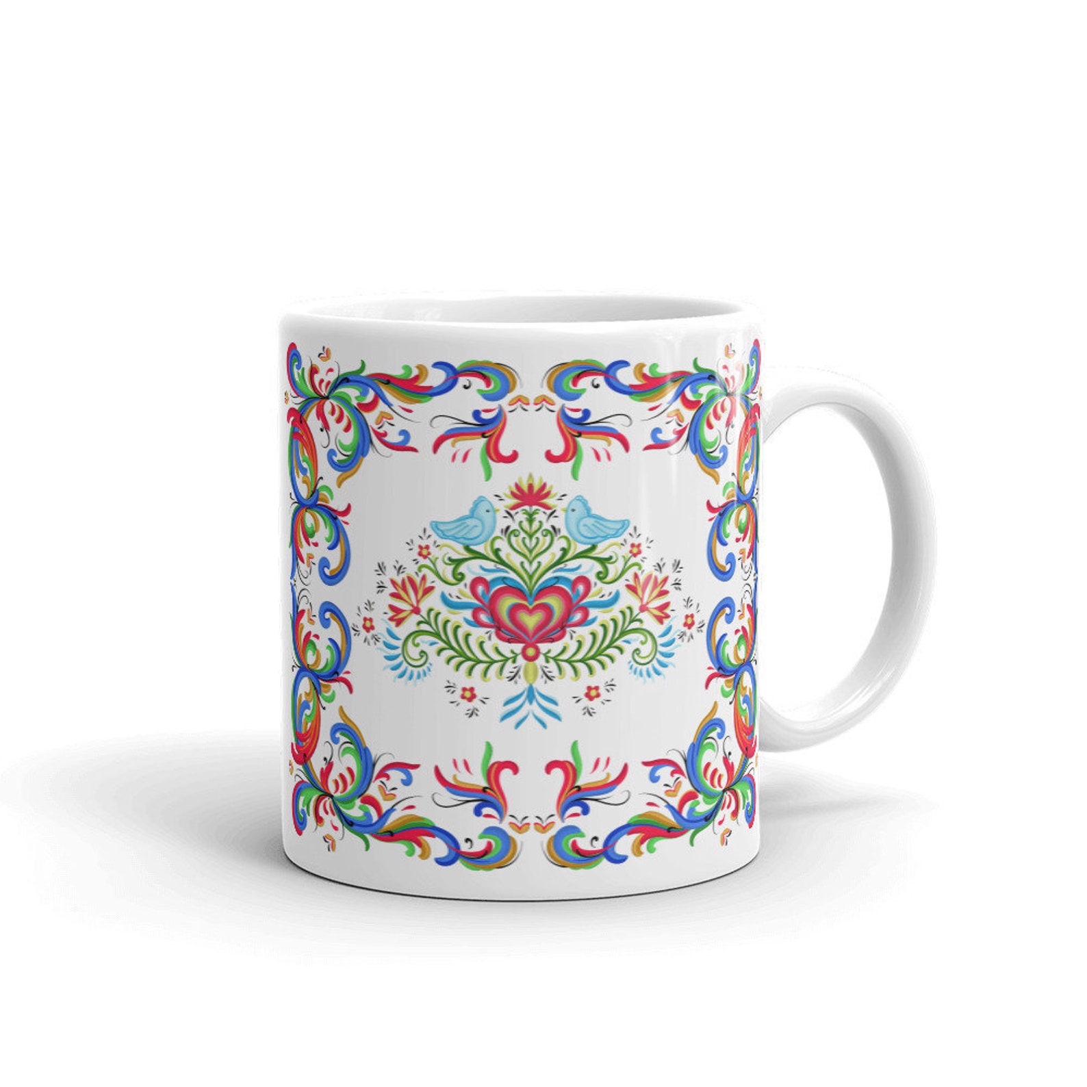 Rosemaling Coffee Mug, Scandinavian Kitchen, Norway Mug, Gift for ...
