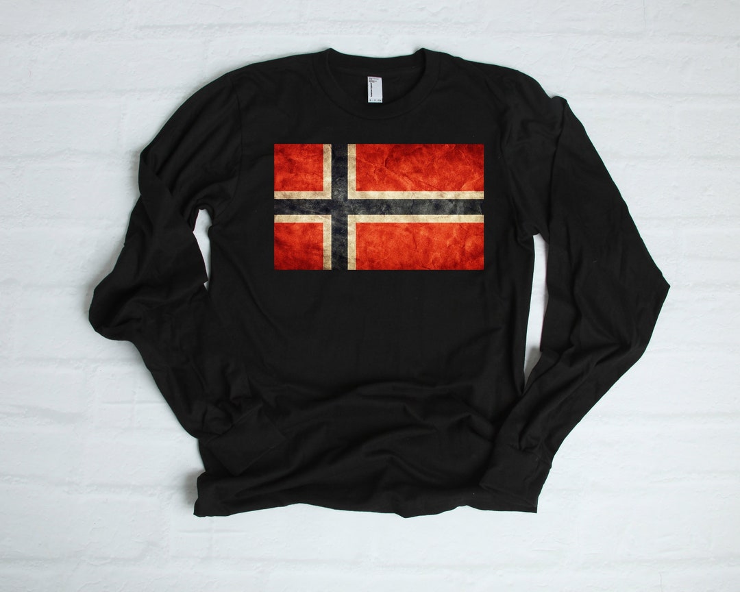 Norway Flag Long Sleeve T-shirt, Distressed Norwegian Pride - Etsy