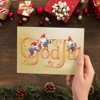Scandinavian Gnome Christmas Card: Yule Goat Nordic Holiday Greeting - Etsy