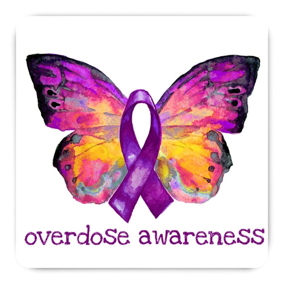 Overdose Awareness Purple Ribbon Butterfly Magnet Fridge | Etsy