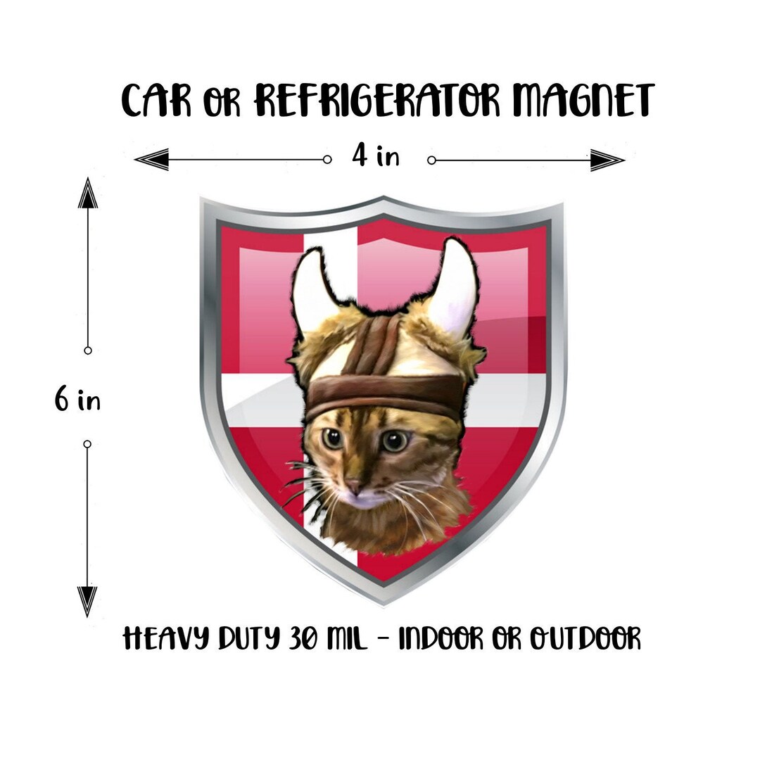 Viking Cat Car Magnet / Idea de regalo de Dinamarca / Imán de regalo ...