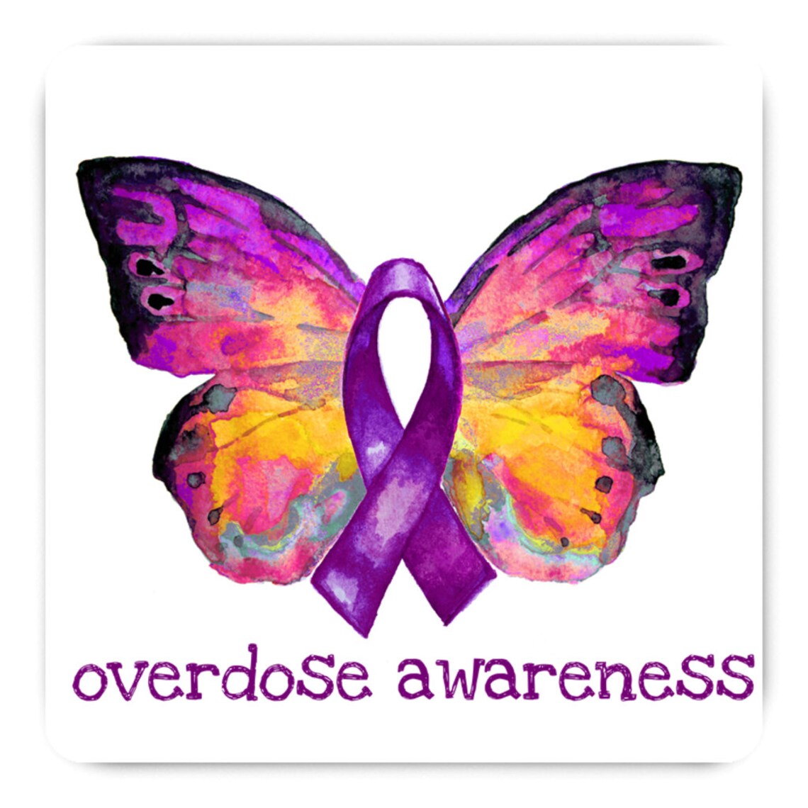 Overdose Awareness Purple Ribbon Butterfly Magnet Fridge - Etsy