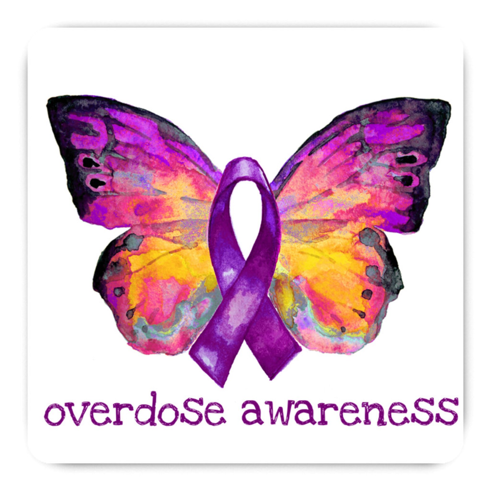 Overdose Awareness Purple Ribbon Butterfly Magnet Fridge - Etsy