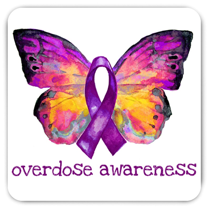 Overdose Awareness Purple Ribbon Butterfly Magnet Fridge - Etsy