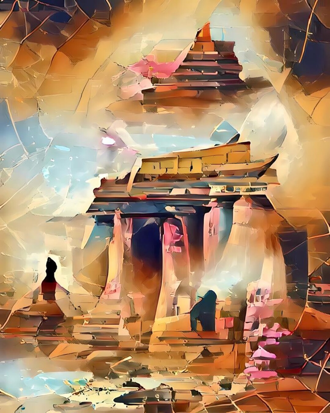 Transcending Dimensions: Ancient Pillars and Interdimensional Skies - Etsy