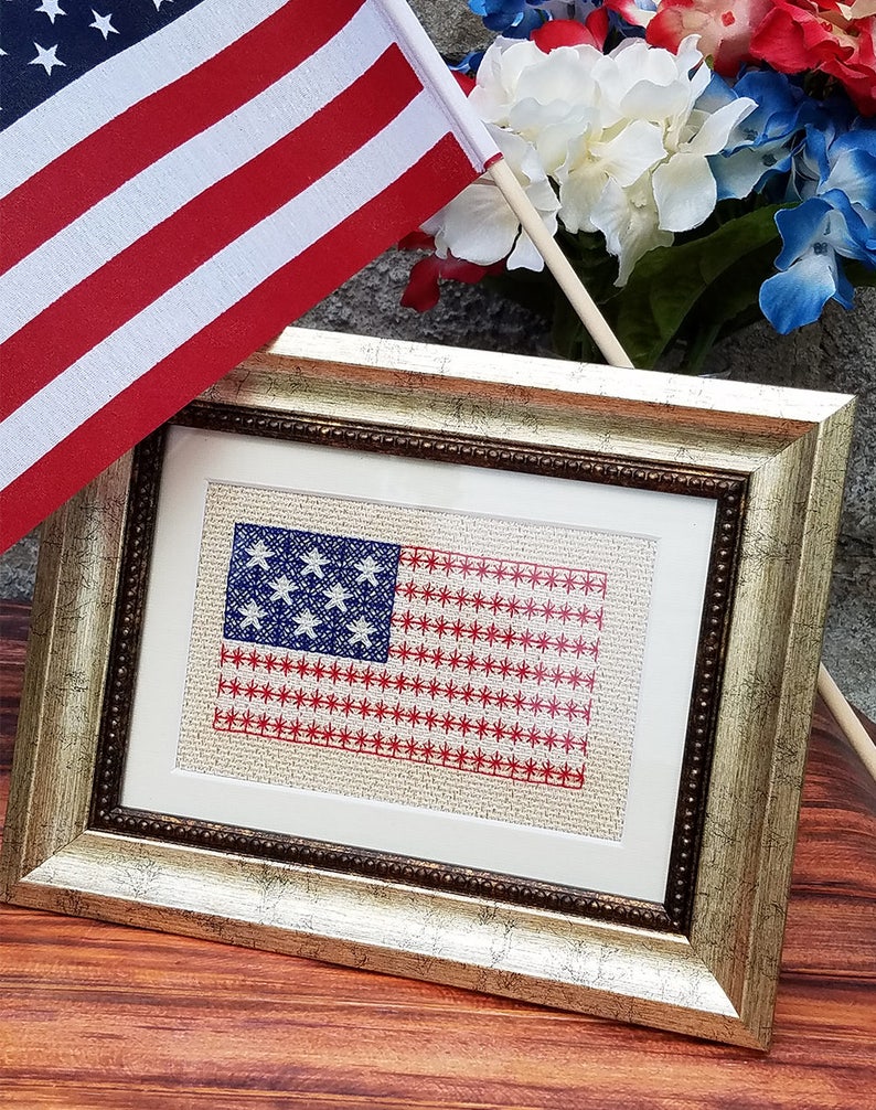 American Flag Blackwork Pattern - PDF Download - Etsy