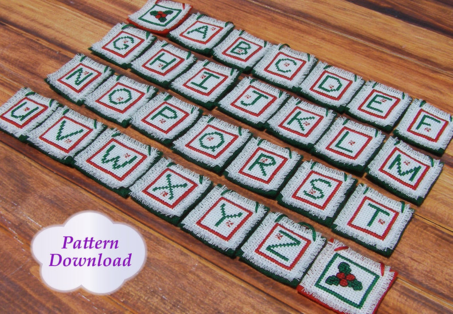 Christmas Alphabet and Holly Icons Cross-stitch Pattern PDF Download - Etsy