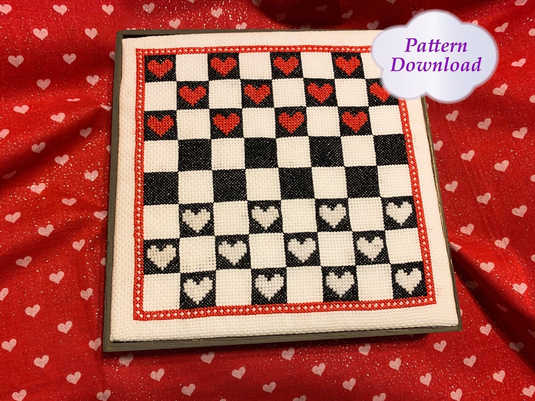 Heart Checkers Cross-stitch Pattern - PDF Download - Etsy