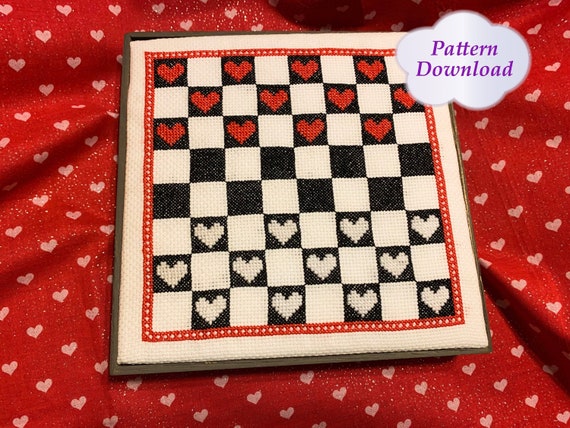 Heart Checkers Cross-stitch Pattern PDF Download | Etsy