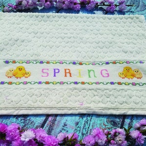 Spring Hand Towel Cross-stitch Pattern - PDF Download - Etsy