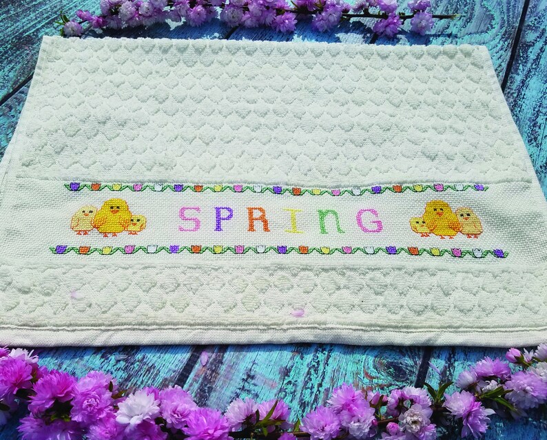 Spring Hand Towel Cross-stitch Pattern - PDF Download - Etsy