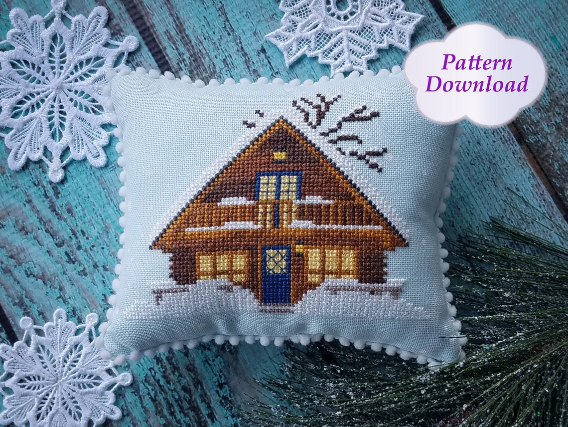 Winter Cabin Cross-stitch Pattern PDF Download | Etsy