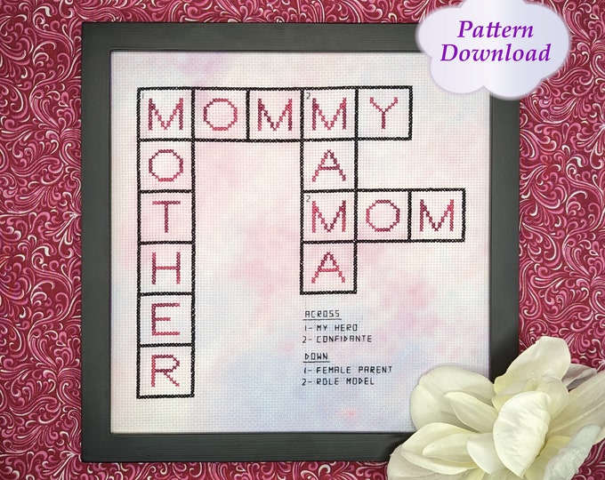 DIY Mama Ooh Mother's Day Cross Stitch PATTERN. Counted Cross Stitch ...