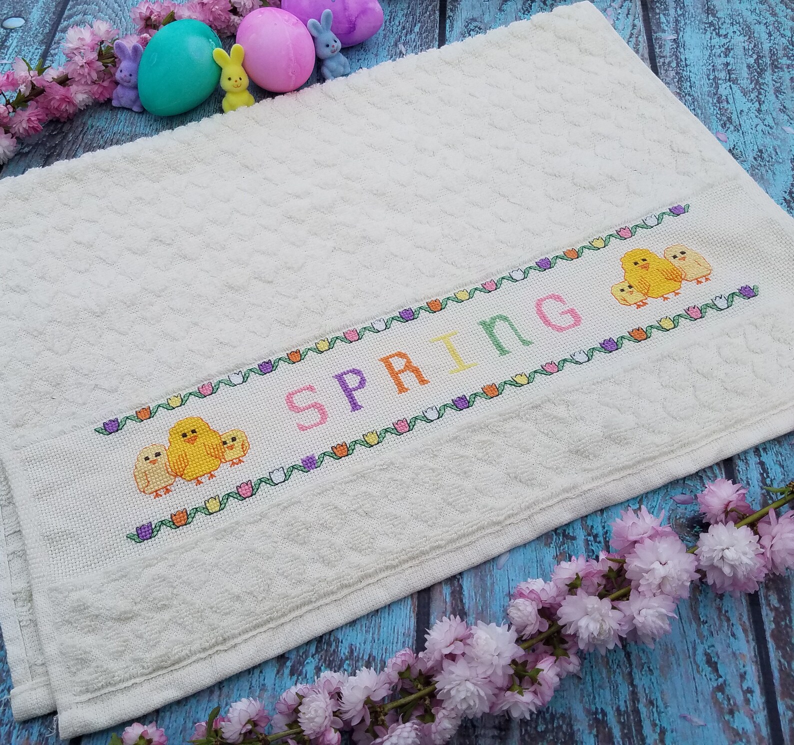 Spring Hand Towel Cross-stitch Pattern - PDF Download - Etsy