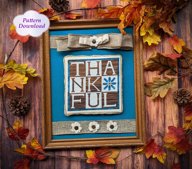 Thankful Square Cross-stitch Pattern PDF Download - Etsy