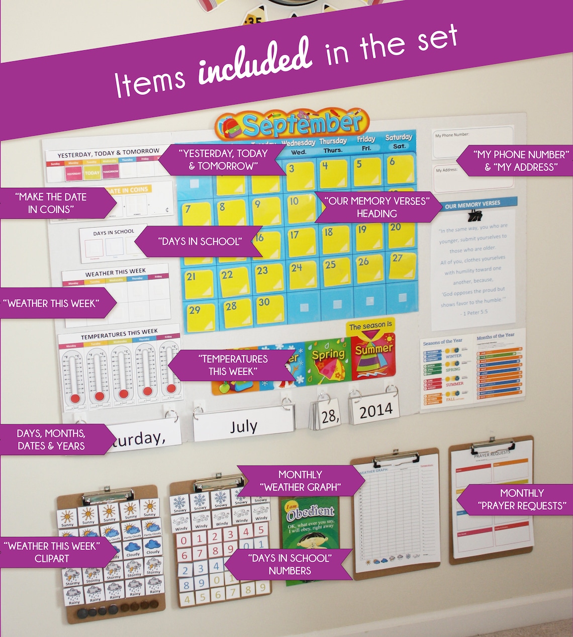 Printable Homeschool Calendar Wall Set | Etsy