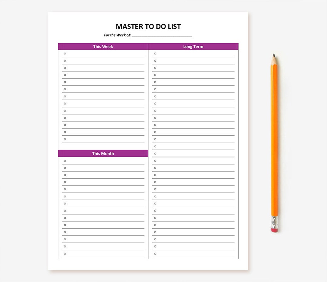 Printable Master to Do List - Etsy