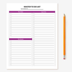 Printable Master to Do List - Etsy
