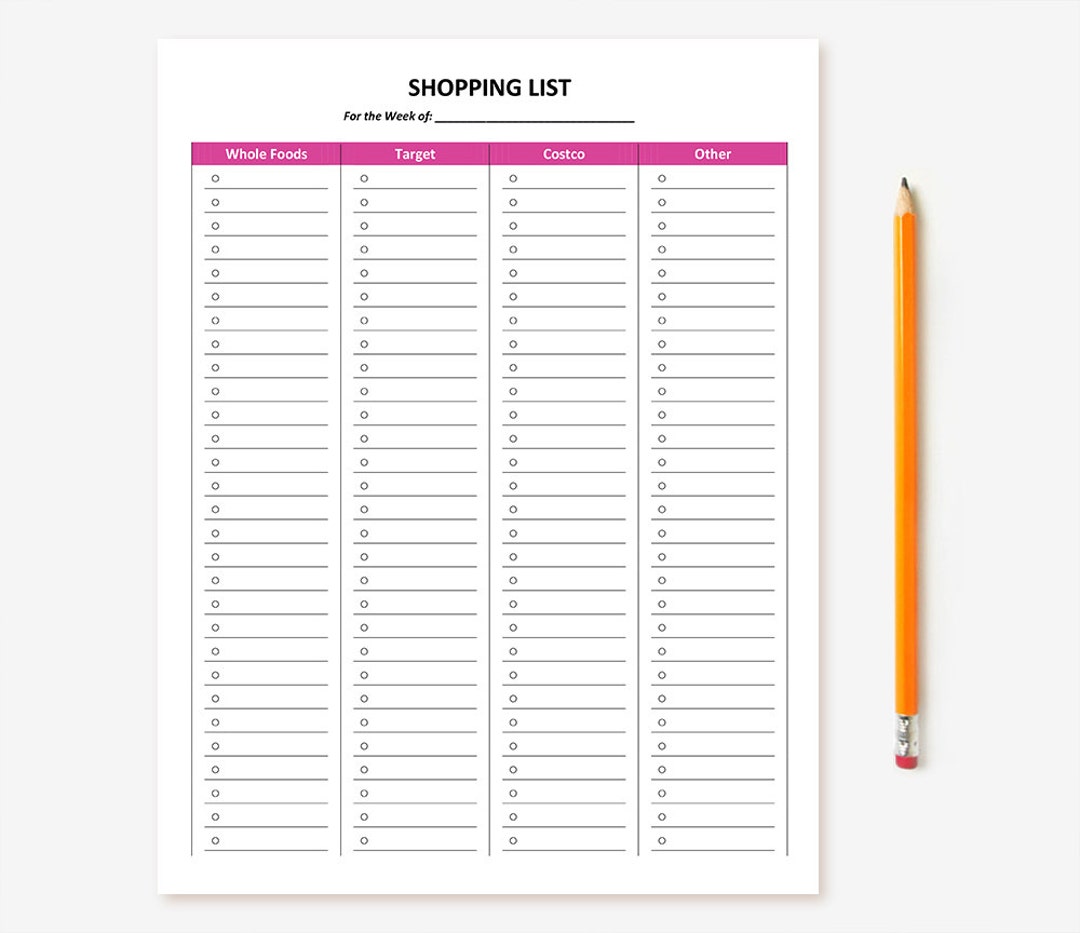 Customizable Printable Shopping List - Etsy