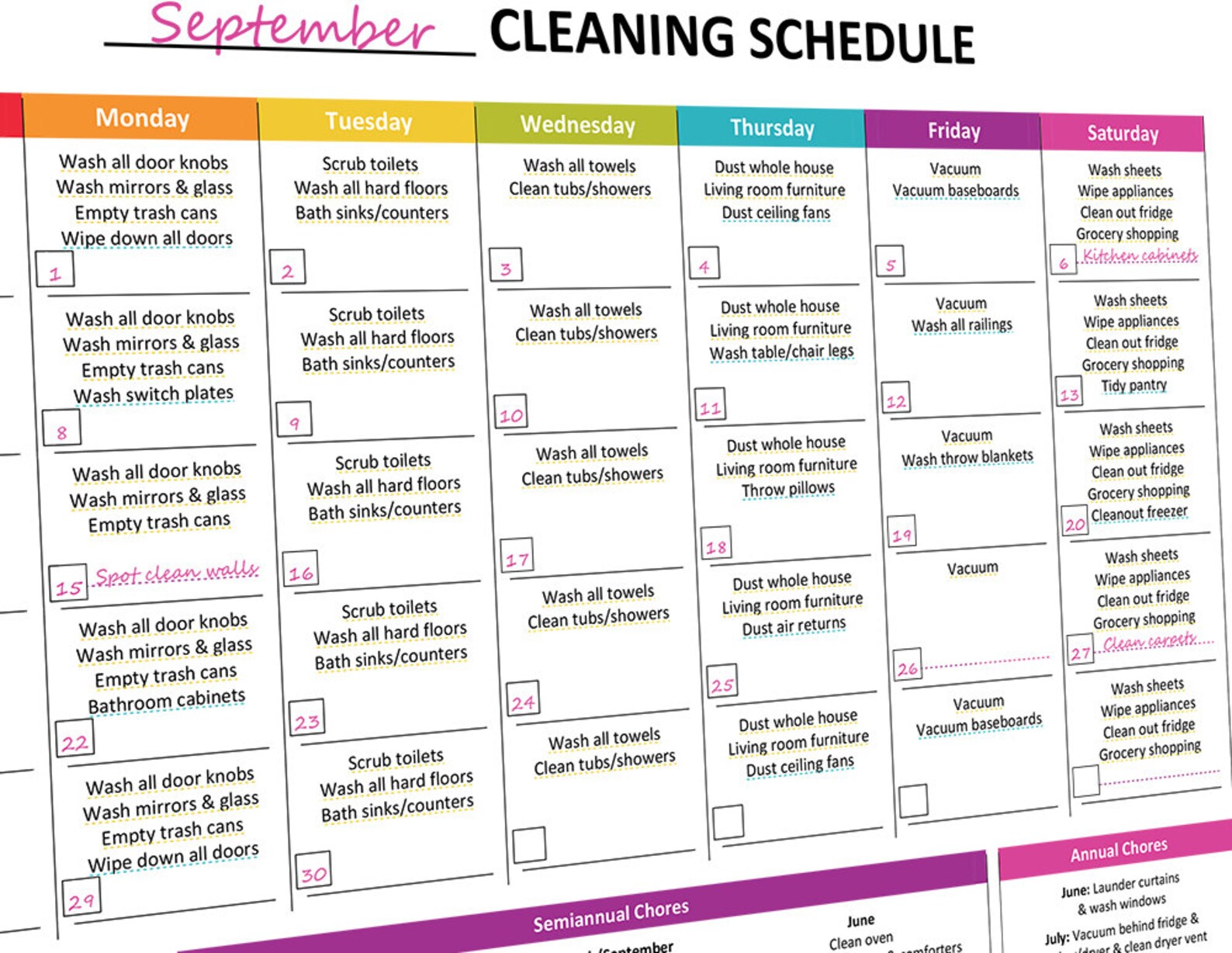 Printable Monthly Cleaning Schedule - Etsy Australia