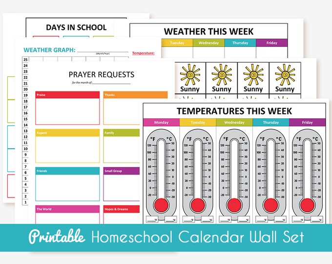Printable Homeschool Calendar Wall Set - Etsy