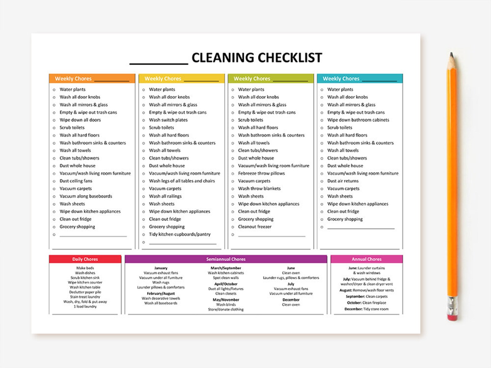 Printable Monthly Cleaning Checklist | Etsy UK