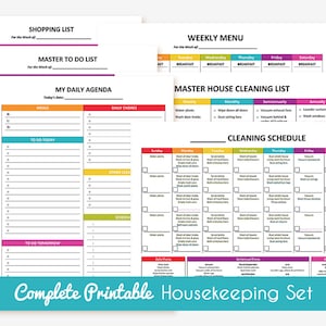 Complete Printable Housekeeping Set Editable Home Management, Household ...