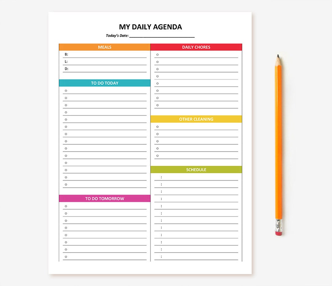 Printable Daily Agenda - Etsy