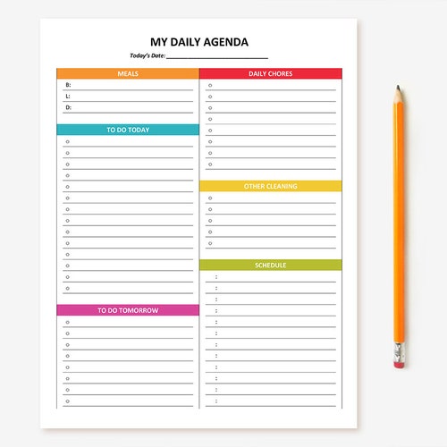 Printable Daily Agenda - Etsy